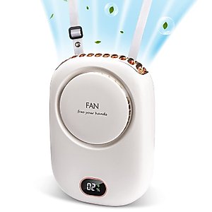PiKaPiKaP Portable Neck Fan, Hanging Neck Fan Hands Free with Adjustable Lanyard and Bracket, USB Rechargeable Bladeless Mini Fans Portable, 3 Speeds for Women Kids Outdoor Travel