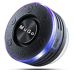 MuGo Bluetooth Speaker, Shower Speaker with Suction Cup, IP7 Waterproof Portable Wireless Speakers for Shower, Mini Outdoor Speaker with Ambient LED Light, 360° Full Surround Sound, Enhanced Bass