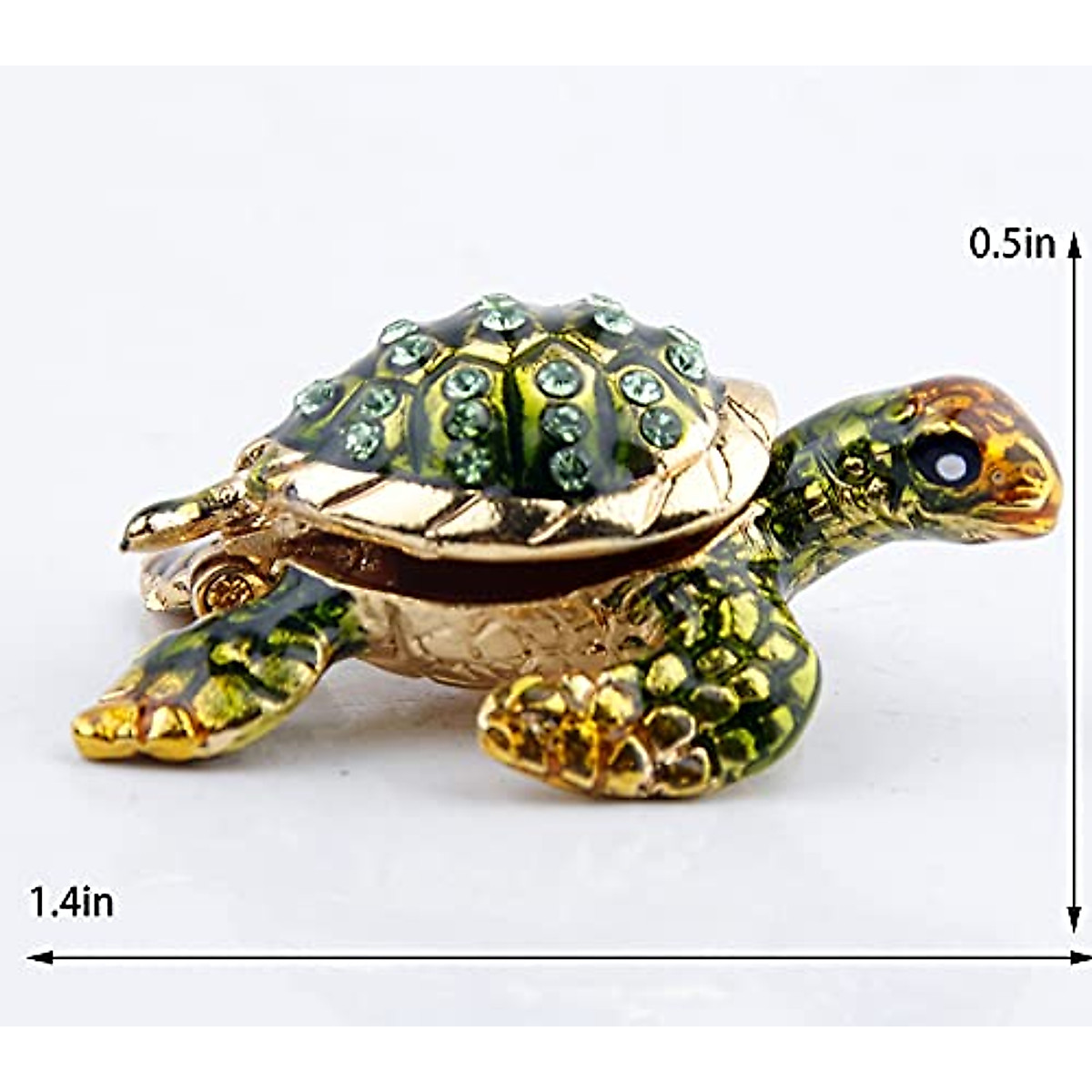 SEVENBEES Mini Sea Turtle Figurine Trinket Box Hinged Jewelry Boxes