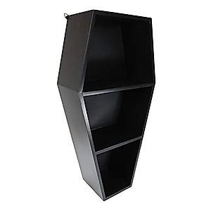 Ebros Gothic Graveyard Creepy Oddity Light Duty Black Coffin Casket Shelving Display Wall Hanging Floating MDF Wood Shelf with 3 Tiers 19.5" Tall 9.5" Wide Dead Alchemy Home Office Room Accent
