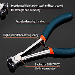 SPEEDWOX End Nippers Long Reach 5-1/2 Inch Mini End Cutting Pliers End Cutters Fine Precision Professional Wire Cutter for Jewelry Making Carpenter Construction Tools Nail Remover Mini Nippers