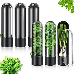 Mifoci 6 Pack Herb Saver Pod Herb Saver for Refrigerator Herb Keeper Cilantro Container Herb Storage Containers Herb Holder for Fridge Parsley Asparagus Cilantro Keeps Fresh for 2-3 Weeks