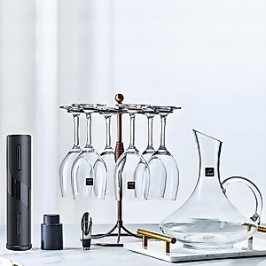 GeLive Bronze Wine Glass Holder Stand, Antiqued Countertop Freestanding Stemware Drying Rack, Artistic Tabletop Glass Display Hanger With 6 Hooks for Home and Bar Storage