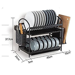 GXBPY Space Aluminum Household Countertop Utensil Storage Rack Kitchen Dish Double Storage Rack
