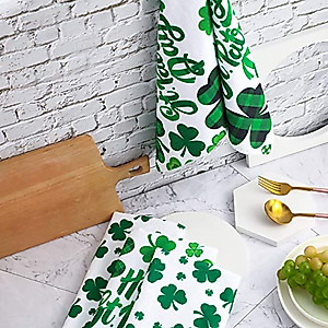 4 Pieces St. Patrick's Day Hand Towels Irish Shamrock Kitchen Towels Bath Towels Dish Towels Bathroom Towel for St Patrick's Day Decoration