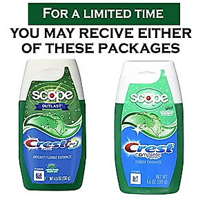 Crest Complete Whitening Plus Scope Tartar Control Toothpaste, Minty Fresh Liquid Gel, 4.6 Oz (130g) - Pack of 2