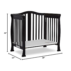 Dream On Me Addison 4-in-1 Convertible Mini Crib in Black, Greenguard Gold Certified, Non-Toxic Finishes, Built of New Zealand Pinewood, Comes with 1” Mattress Pad