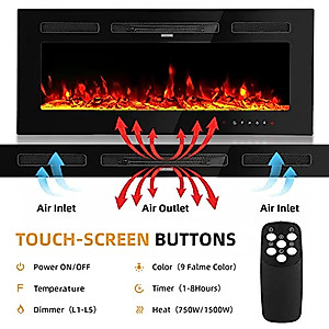 SANHSEHOME Freestanding Electric Fireplace, 30 Inches Electric Fireplace with Remote Control Recessed and Wall Mounted, Insert Heater with Crystal Options & Faux Fire Log, 9 Flamer Color
