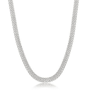 Savlano 925 Sterling Silver 7MM Coreana Flat Mesh Chain Necklace - 18K Gold Plated 20 Inch Mesh Necklace for Women - Made in Italy Comes Gift Box (W)