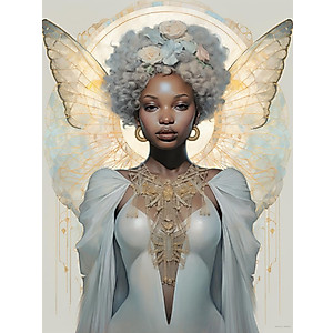 5D Diamond Art Painting Kits by Number for Adults Black Angel Woman Acrylic Diamond Art Painting Full Round Drill Crystal Rhinestone Embroidery Craft Kits 30x40cm