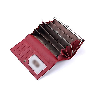 SXGJQ Genuine Leather Wallet for Women Coin Purse Female Long Clutch Phone Red Wallets (Color : Red)