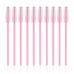 G2PLUS 300PCS Eyelash Brush, Disposable Eyelash Mascara Brushes Wands Applicator Tools Makeup Brush Kits, Eyelash Spoolies Eyelashes Brush for Eyelash Extensions and Eyebrow Brush (Pink)