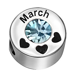 JMQJewelry Birthday Birthstone March Fleur De Lis Sister Daughter Family Heart Love Womens Bead Charms for Bracelsets Father Daughter Key Nana Easter Jewelry