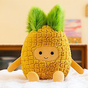 Fruit Pineapple Stuffed Animals Plush Toys - Super Soft & Washable, Adorable Kids Character Animal Pillows, Perfect for Room Decor, Gifts for Ages 3+, Showcase Your Mood (Yellow-Pineapple,9 inch)