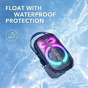 Soundcore Anker Rave Neo 2 Portable Speaker with 80W Stereo Sound, PartyCast 2.0, Light Show, IPX7 Waterproof (Floats on Water) 18H Playtime, Customizable EQ & Bass Up (Renewed)