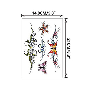 Flowers Butterfly Body Waist Waterproof Fake Temporary Tattoo Stickers Woman