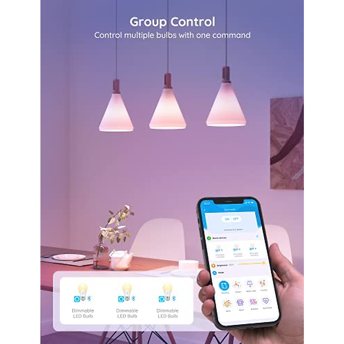 Govee Smart Light Bulbs, Dimmable LED Bulbs Work with Alexa & Google Assistant, 2700K 800 Lumens Soft Warm White WiFi & Bluetooth Light Bulbs, A19 E26 9W LED Bulbs, 60W Equivalent, 4 Pack