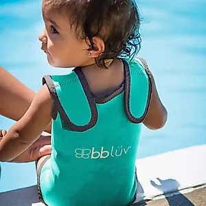 bblüv Wräp Kids Wetsuit Swim Vest - Warm Neoprene Baby and Toddler Swim Vest for Boys and Girls, with Velcro Adjustment, SPF Protection and Carrying Bag (Aqua, Medium)