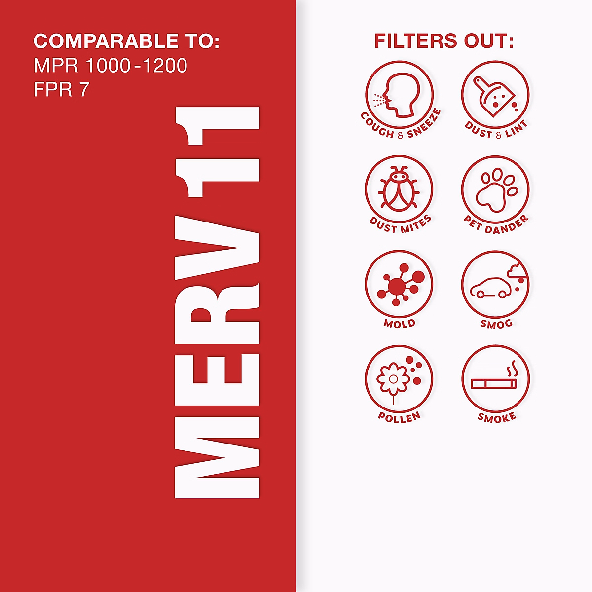Aerostar 18x20x1 MERV 11 Pleated Air Filter, AC Furnace Air Filter, 6 Pack (Actual Size: 17 3/4"x 19 3/4" x 3/4")