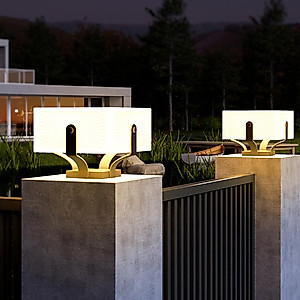 BEMITH Solar Post Lights Outdoor Stainless Steel Waterproof Courtyard Column Light Square Wall Stigma Lamps Decorations Landscape Lighting for Garden Villa Gate Fit 4X4, 5X5 Or 6X6 Wooden Posts