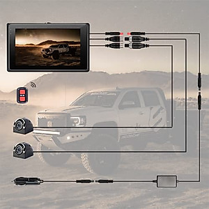 VSYSTO Upgrade 3CH Truck Dash Camera System DVR Recorder Waterproof Vehicle Backup Camera 1080P Front&Sides&Rear View Security Camera for Semi Truck Trailer Van RVs 3.0'' Monitor Infrared Night Vision