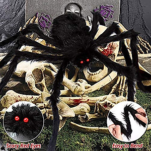 OCATO 200" Halloween Spider Web + 59" Giant Spider Decorations Fake Spider with Triangular Huge Spider Web for Indoor Outdoor Halloween Decorations Yard Home Costumes Parties Haunted House Décor