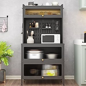 EURGANT Kitchen Storage Cabinets - Bakers Rack Countertop, Microwave Oven Shelf Cabinet, Storage Organizer with Flip Doors for Kitchen Hutch, Home, Office, Pantry, Garage