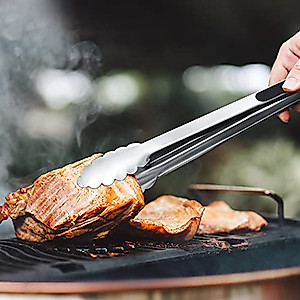 Great American Griller Extra Long-Handled Stainless Steel Tongs for Grilling and Kitchen Use | Strong Grip for Massive Meat, Dishwasher Safe, Metal Tongs Kitchen | Cooking Tongs Set of 2