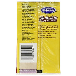 Dr. Scholl's Moleskin Plus 4 5/8-Inch X 3 3/8 Inch Padding, 3 Count Package