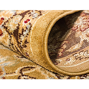 Unique Loom Voyage Collection Traditional Oriental Classic Intricate Border Design Area Rug, 9' 0" x 12' 0", Gold/Brown