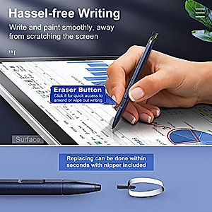 MoKo Stylus Pen for Surface, [15 Seconds Fast Charge] Stylus Pen with 1024 Levels Pressure Compatible with Surface Go3/Go 2/Go, Surface Pro 9/X/7/6/5/4/3, Surface Laptop 3/2/1, Surface Book 2/1