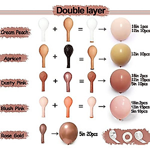 Dusty Pink Brown Balloon Garland Nude Tan Pink Rose Gold Metallic Double Stuffed Latex Party Balloons For Baby Shower Birthday Wedding Bachelorette Party Decorations