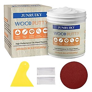 Wood Filler, Wood Putty, Wood Putty Filler Paintable, Stainable & Quick Drying Quickly Repair Any Broken Holes, Cracks, Chips and defective Wooden Furniture Outdoor Wood Repair Kit (White，9.87 Ounce)