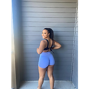 Sunzel Workout Biker Shorts Women Scrunch Butt Lifting Seamless Shorts High Waist Stretch Booty Short for Gym Yoga Running, 5 inches Lilac