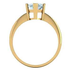 Clara Pucci 2.50 ct Marquise Cut Solitaire Natural Aquamarine Engagement Bridal Promise Anniversary Ring 18K Yellow Gold Size 3.5