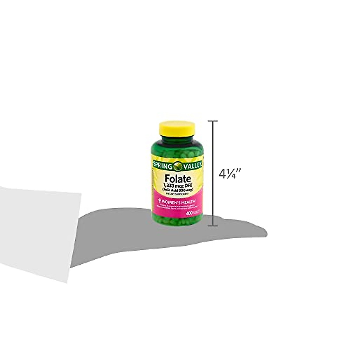 Support Your Body's Needs with Spring Valley's Folate Dietary Supplement - 1,333mcg, 400 Count. Includes Luall Fridge Magnetic