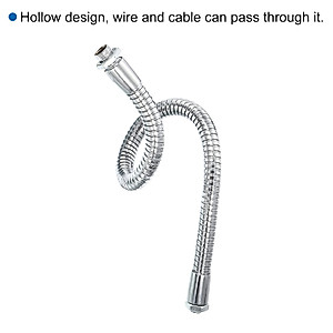 PATIKIL 11.8" Universal Gooseneck Hose, 2Pcs M10/M8 Fine Thread 10mm Metal Bendable Flexible Arm Gooseneck Tube Extension for Multifunction DIY, Silver Tone