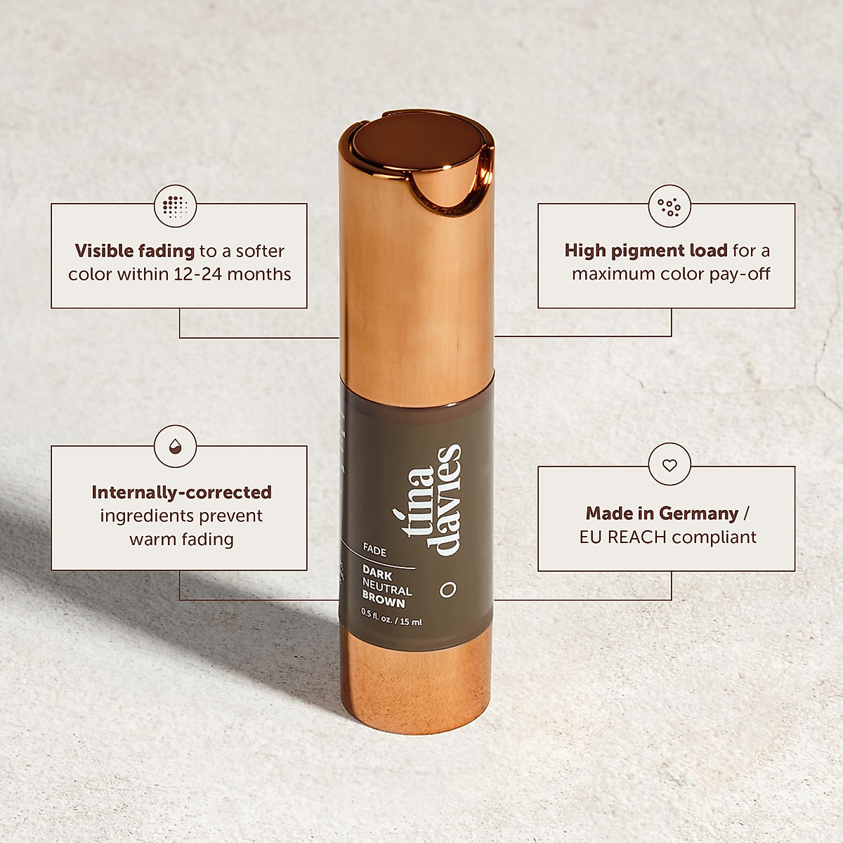 Tina Davies FADE Eyebrow Pigments, Dark Neutral Brown 15ml