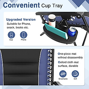 Slendor Oversized Padded Zero Gravity Chair, 29Inch XL Reclining Camping Lounge Chair with Large Cup Holder & Footrest, Reclining Patio Chairs Folding Recliner for Outdoor Indoor