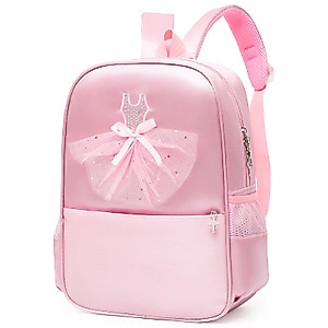 Dorlubel Cute Ballet Dance Backpack Tutu Dress Dance Bag with Key Chain Girls (Pink8 of Dress)