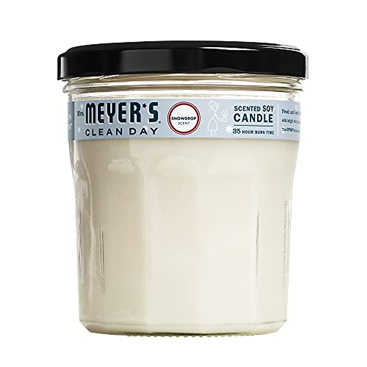 Mrs. Meyer's Soy Aromatherapy Candle, 35 Hour Burn Time, Made with Soy Wax and Essential Oils, Snowdrop, 7.2 oz