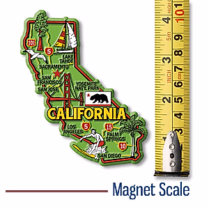 California Colorful State Magnet by Classic Magnets, 3.3" x 4", Collectible Souvenirs Made in The USA