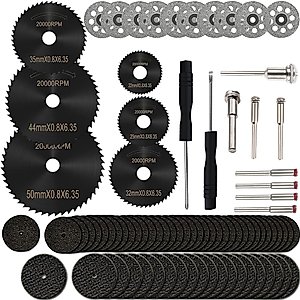 Cutting Discs Wheel Set for Dremel Rotary Tool Accessories, HSS Circular Saw Blades Diamond Resin Cutting Wheel Kit with 1/8" Mandrels for Wood Plastic Metal Cutting