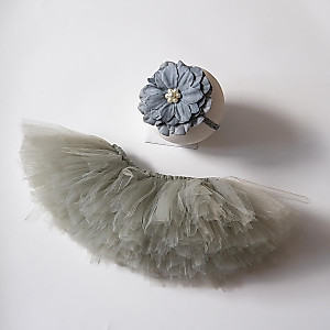 Baby Photography Props Tutu Skirt Headdress Newborn Girl Photo Shoot Outfits Infant Princess Costume Clothes Grey