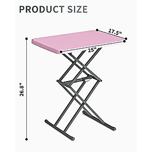 SOUNDANCE Small Folding Table, Adjustable TV Tray, Portable Dinner Table, Lightweight, Zero Assembly, Easy to Fold and Storage, Sturdy Desk for Home Garden Office Indoor Outdoor Use, Pink