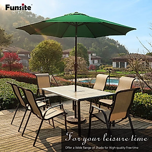 Funsite 9ft Patio Umbrella, UV Protect Pool Umbrella with Heavy Duty Pole, Ventilate Design Outdoor Umbrella with Push Botton Tilt & Crank Ideal for Garden, Lawn, Deck, Backyard&Pool, Grass Green