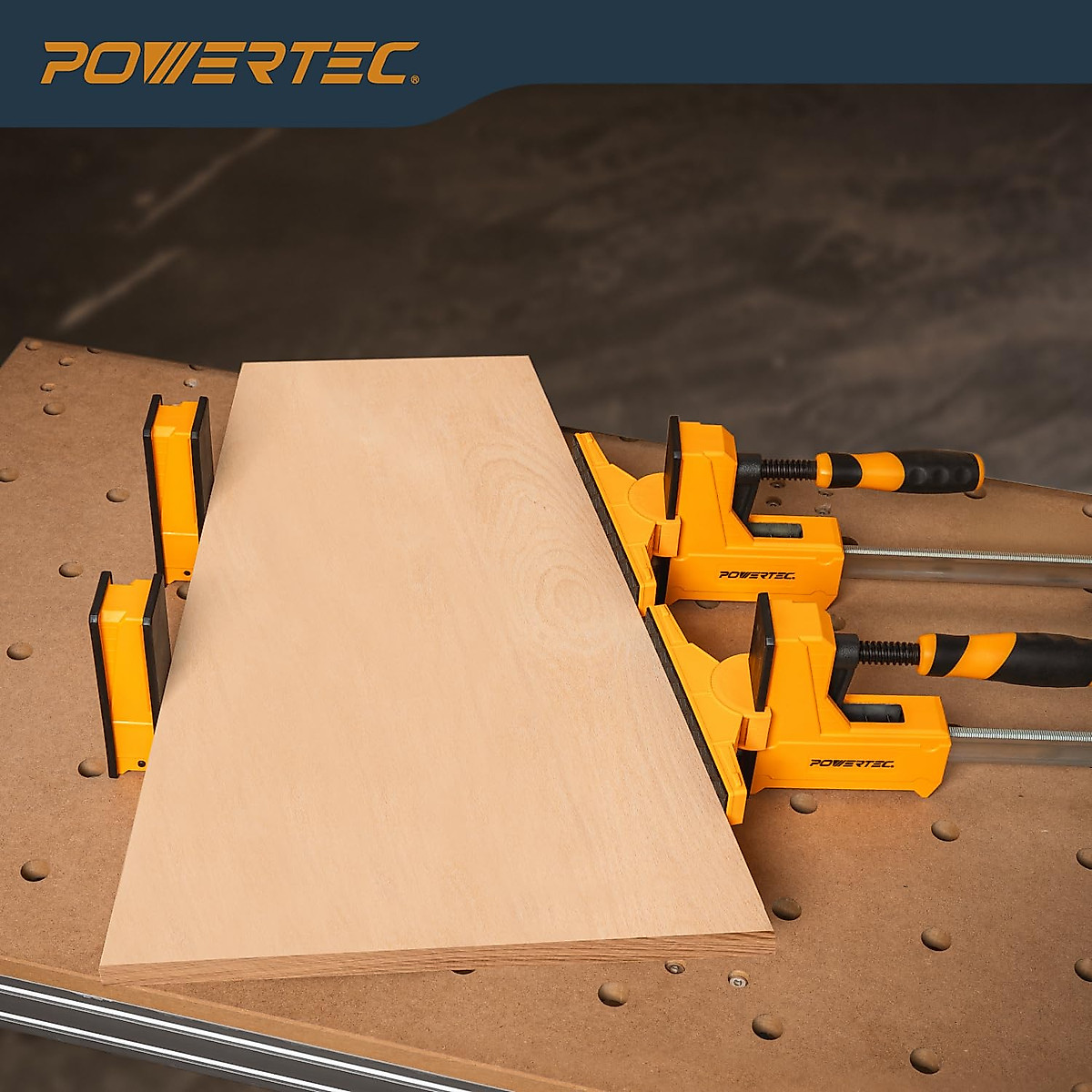 POWERTEC 71602 40-Inch Parallel Clamps for Woodworking | 90 Degree Heavy Duty Steel Bar Jaw Clamp Spreader Tool | 2PK