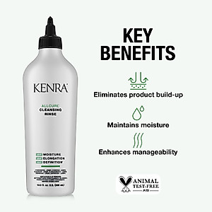 Kenra AllCurl Cleansing Rinse | Non-Drying Cleansing Rinse | Eliminates Product Build-Up | Maintains Moisture | Enhances Manageability | Color Safe | Wavy, Curly, Coily Hair | 10 fl. oz