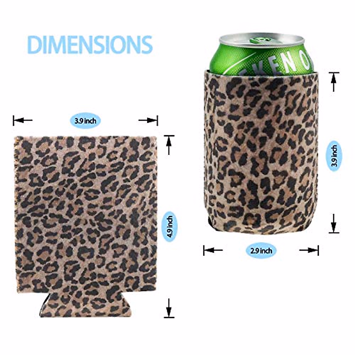 OKITCHEN Set of 3 Neoprene Beer Can Cooler Sleeve,Insulated Can Holder Sleeve for 12 oz Standard Iced Beer Can Bottle,Coral Fleece Super Soft Hand Feel,Leopard and Zebra Animal Pattern for Party