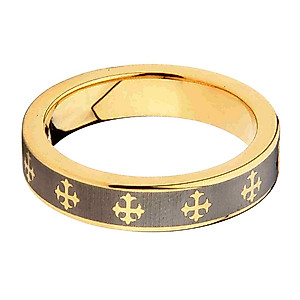 *Laser Engraving Service* 6mm Celtic Design Cross Tungsten Carbide Gold Plated Comfort-Fit Wedding Band Ring (Size 5 to 15) - Size 9.5
